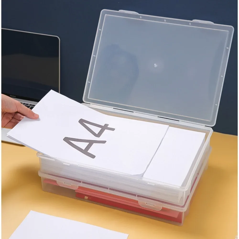 Plastic Document Organizer Organized Clear Square Shape Storage Box A4 ...