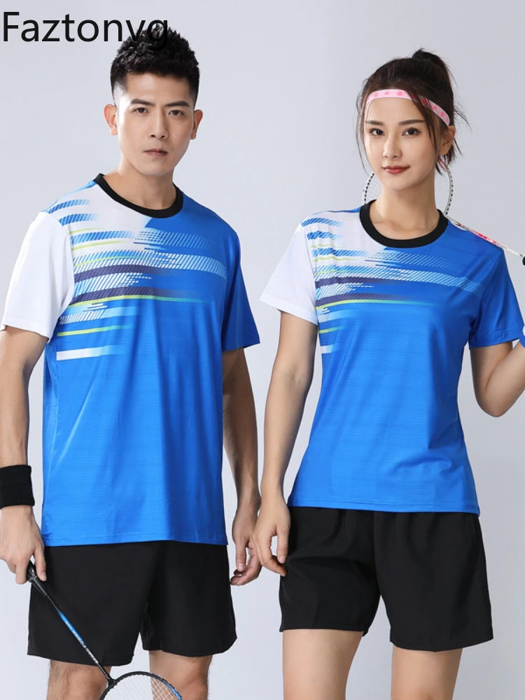 Conjunto de camiseta de tenis para hombre y mujer, ropa de bádminton ...