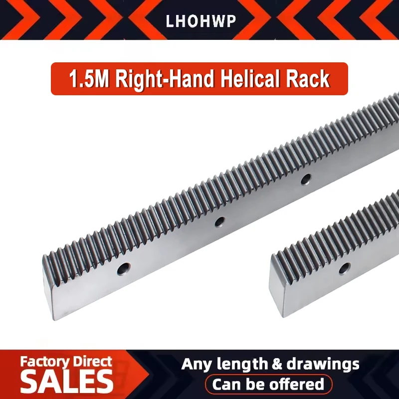 1PC 1.5 Modulus High Precision Right Helical Gear Rack 17*17-1000mm/20* ...