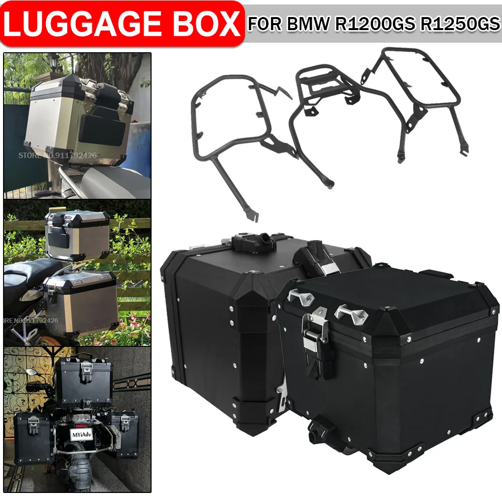 Motorcycle-Aluminum-Panniers-Top-Box-Luggage-Rear-Side-Case-Rack ...