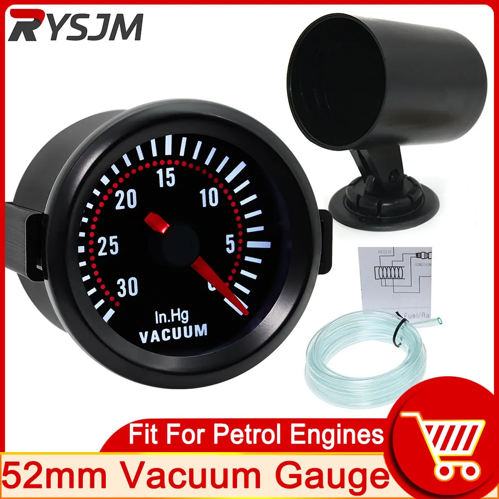 HD 52mm Universal Smoke Lens Vacuum Gauge 0-30 In.Hg Vacuum Meter LED ...