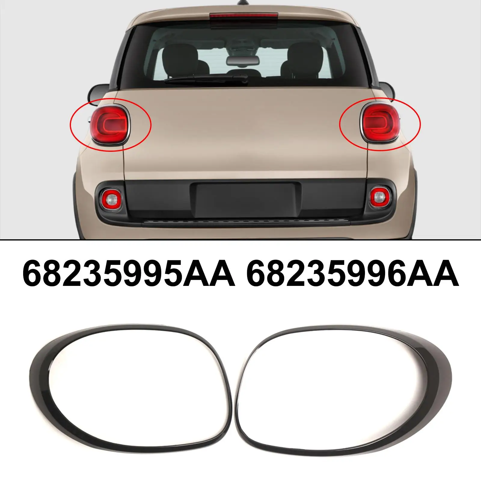 2 Pieces Rear Taillight Trim Frame for FIAT 500L 2014 2020 Model Years ...