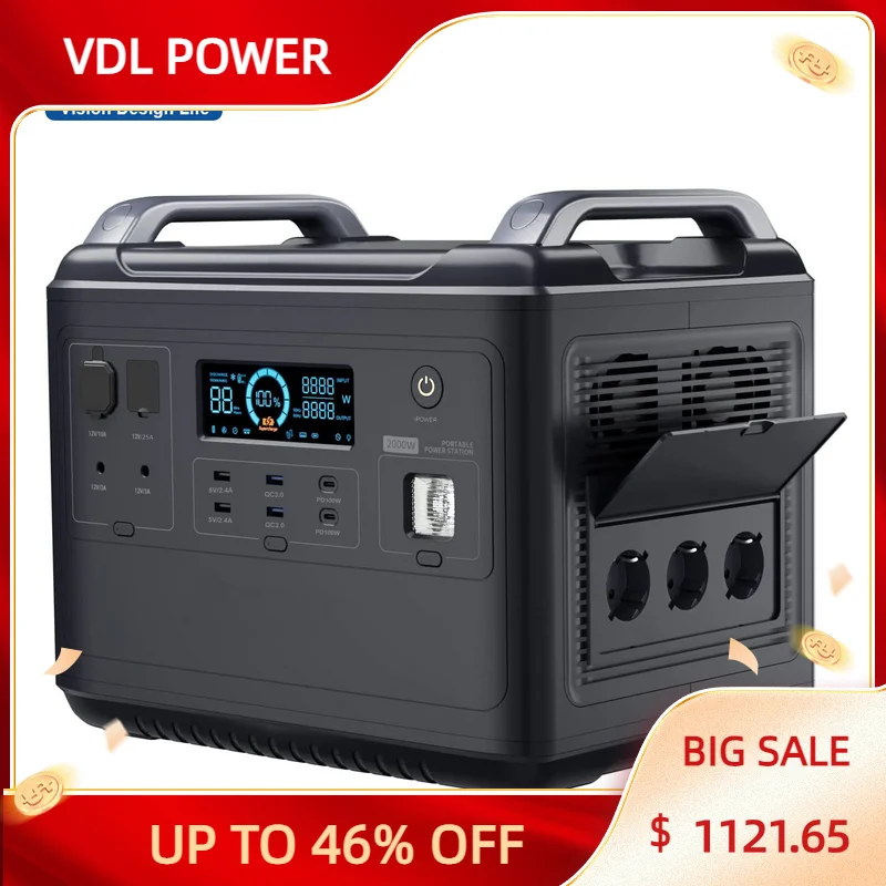 Vdl 120v/240v 2000w Power Station Pure Sine Wave 1997wh Portable ...