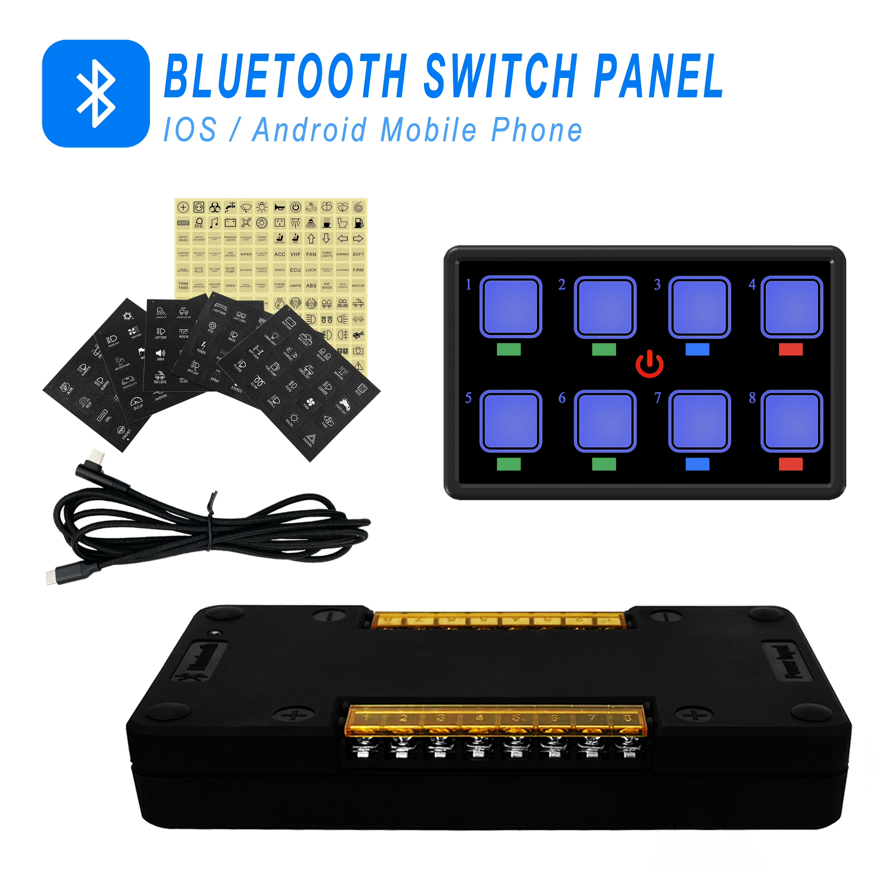 Touch Switch Panel 12V-24V Universal Membrane Control Smart Bluetooth ...
