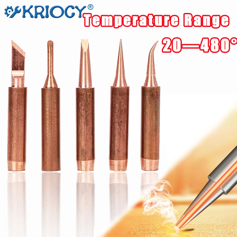 5pcs 900M-T Pure Copper Soldering Iron Tip Lead-free Solder Tips Welding Head BGA Soldering ...