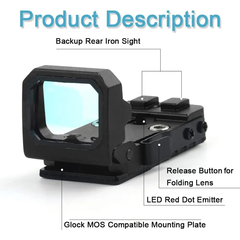 Micro Red Dot Sight For Pistol Mini Folding Flip Up RMR Red Dot Sight ...