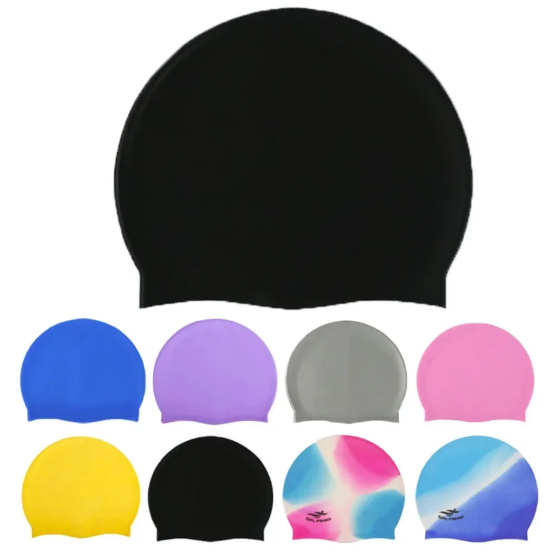 Waterproof-Silicone-Swim-Caps-Women-Men-High-Elastic-Flexible-Protect ...
