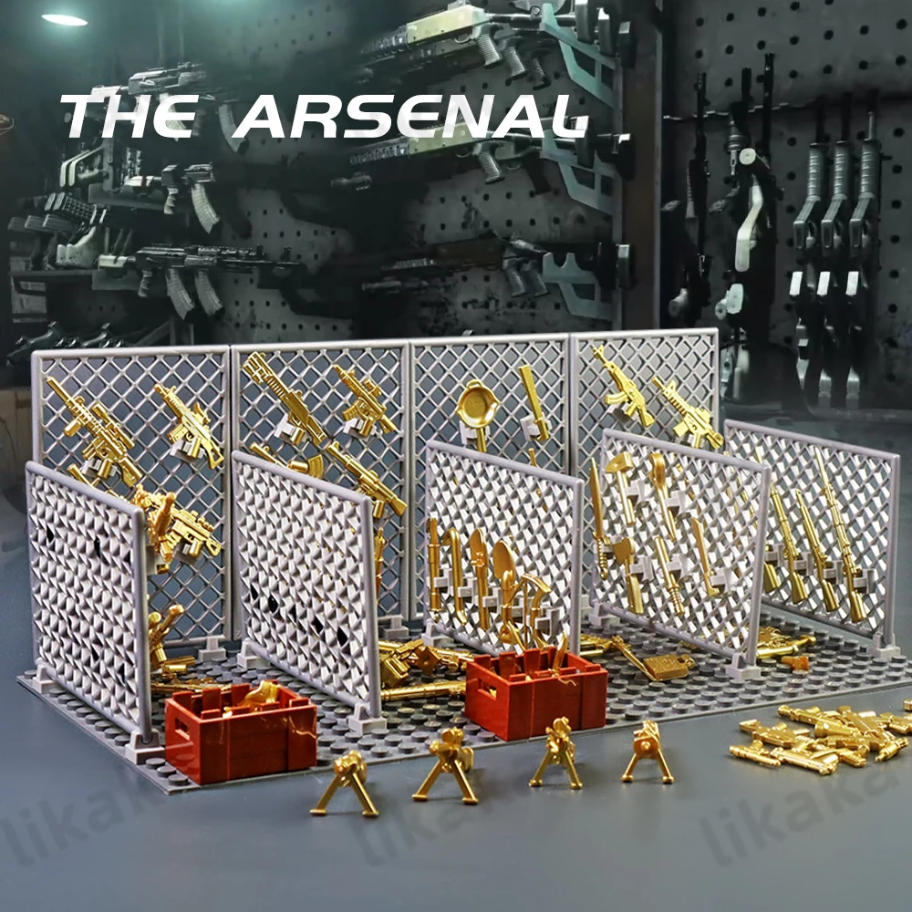 MOC-Arsenal-Building-Blocks-Toys-Set-Military-Weapons-House-Armory-with ...