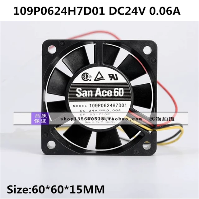 original 109P0624H7D01 6cm DC24V 0.06A 6015 3-wire Fanuc system cooling ...