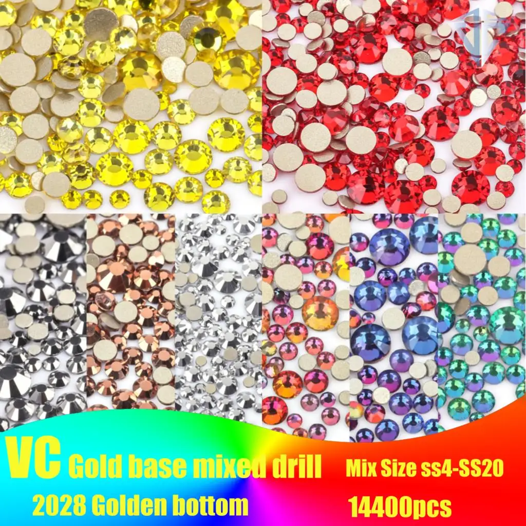 14400Pcs Wholesale SS4-SS20 Mix Size Glass Rhinestones Crystal Non ...