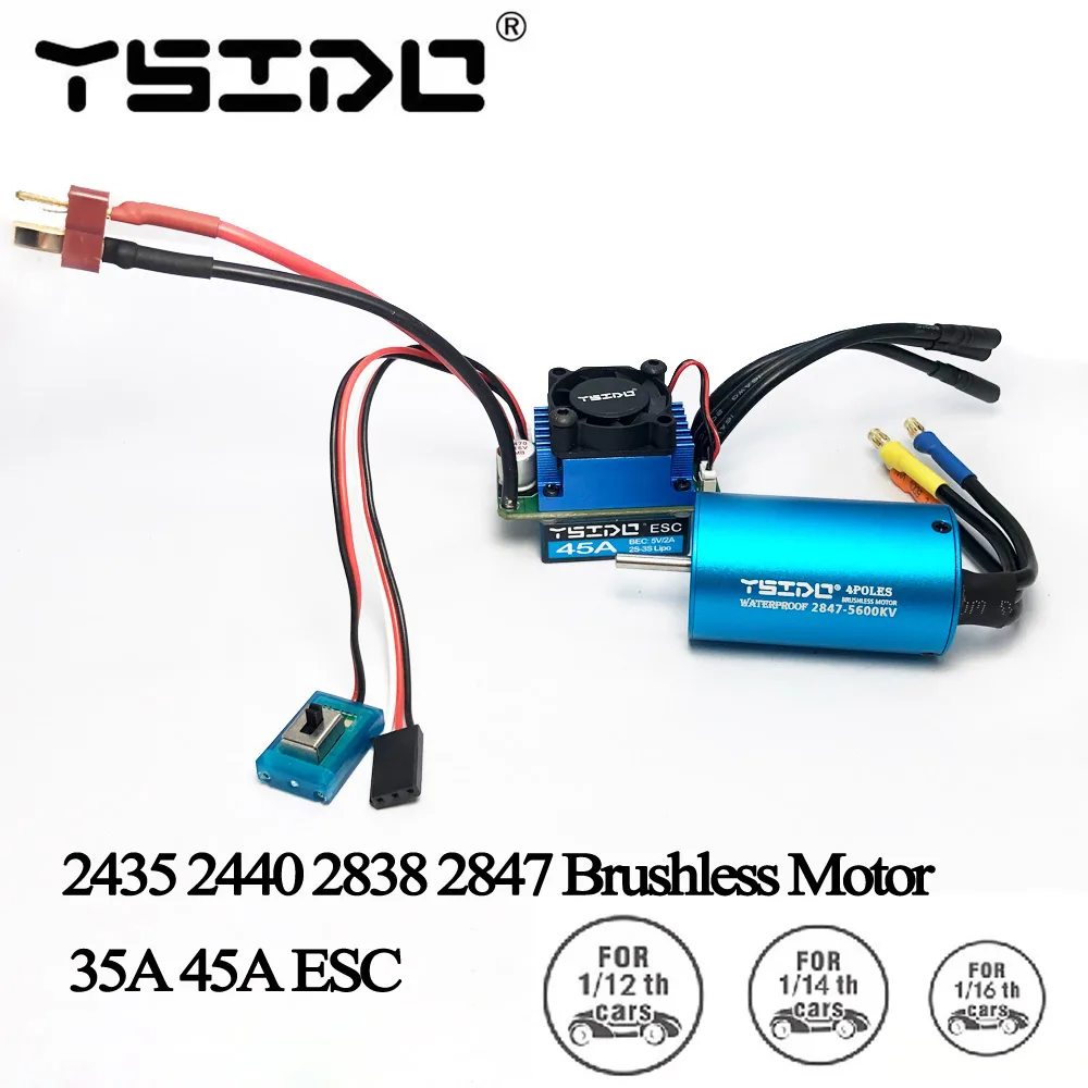 YSIDO 2435 2440 2838 2847 Brushless Motor 35A 45A ESC for Wltoys 124016 ...