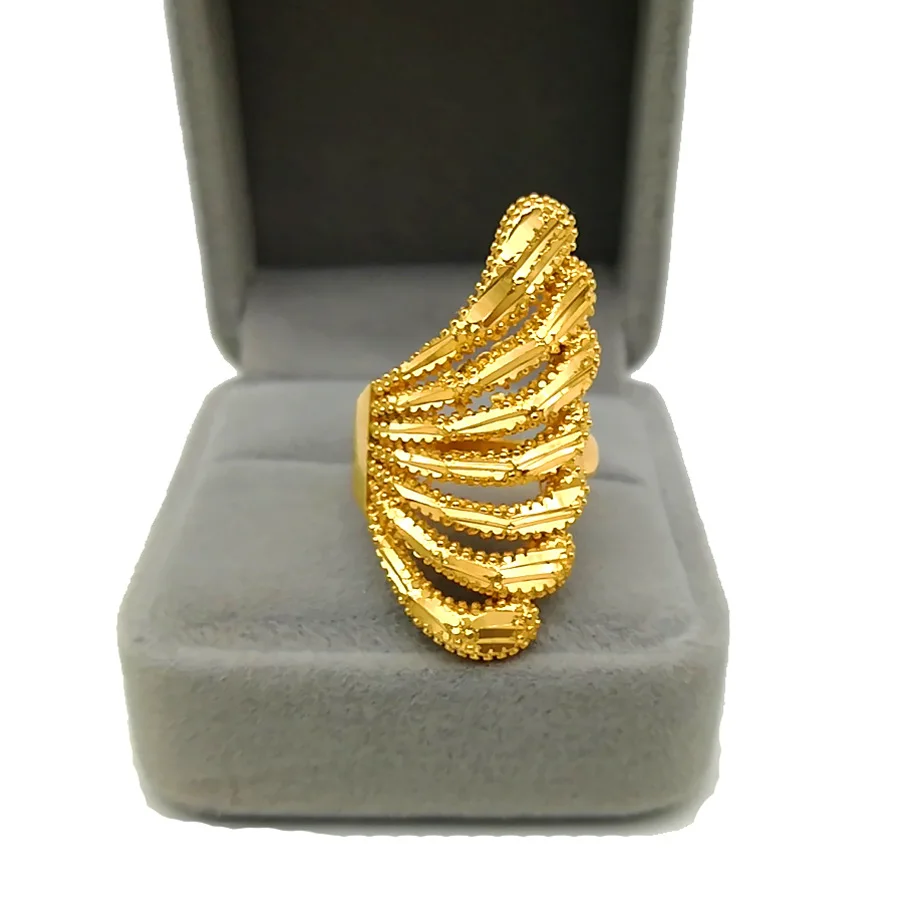 18k Pure Gold Color Rings For Women Phoenix Tail Luxury Classic Female ...