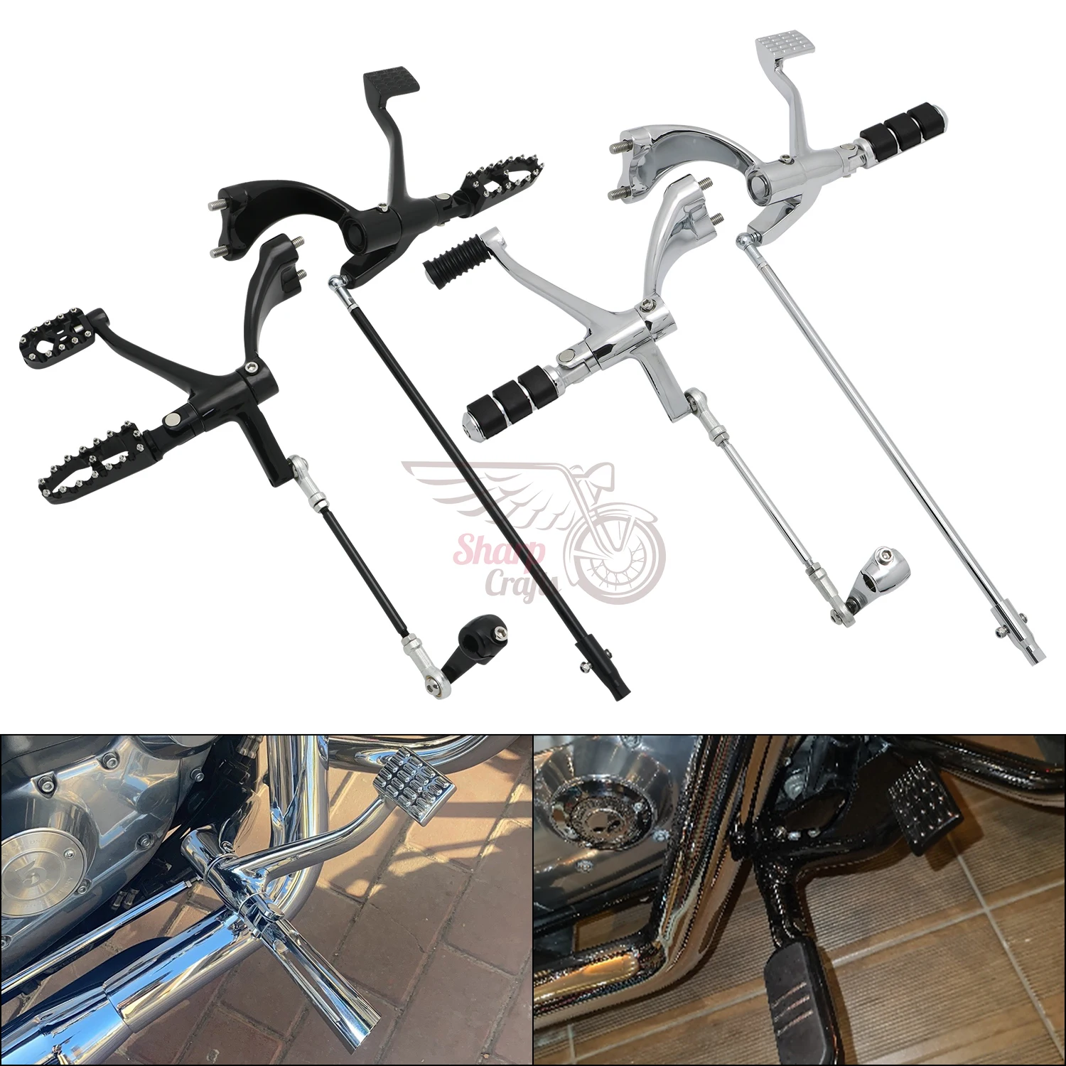 Motorcycle-Forward-Controls-Complete-Kit-Pegs-Linkages-Levers-For ...