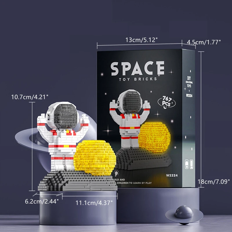 Small Building Blocks Space Station Moon Rocket Satellite Astronaut ...