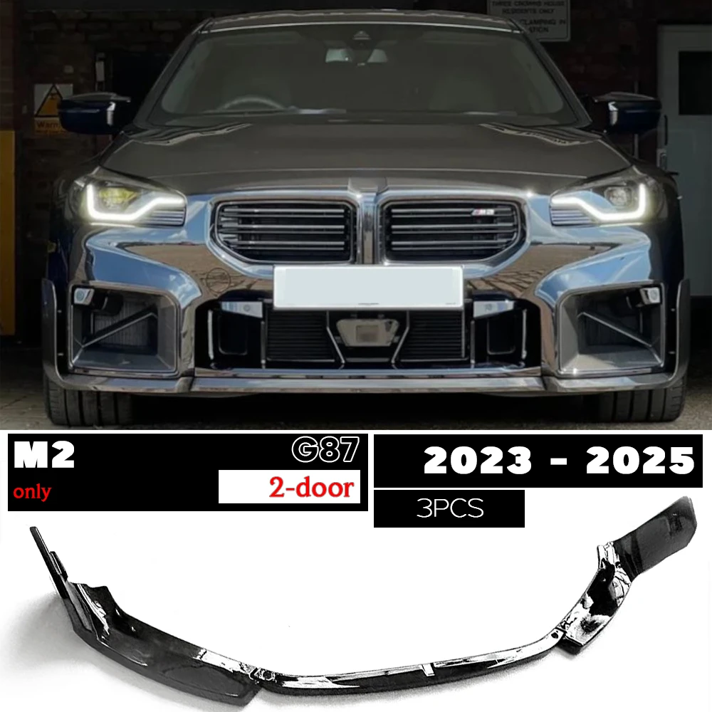 3PCS-Gloss-Black-Front-Bumper-Cupspoiler-Lower-Spoiler-Lip-for-BMW-M2-2 ...