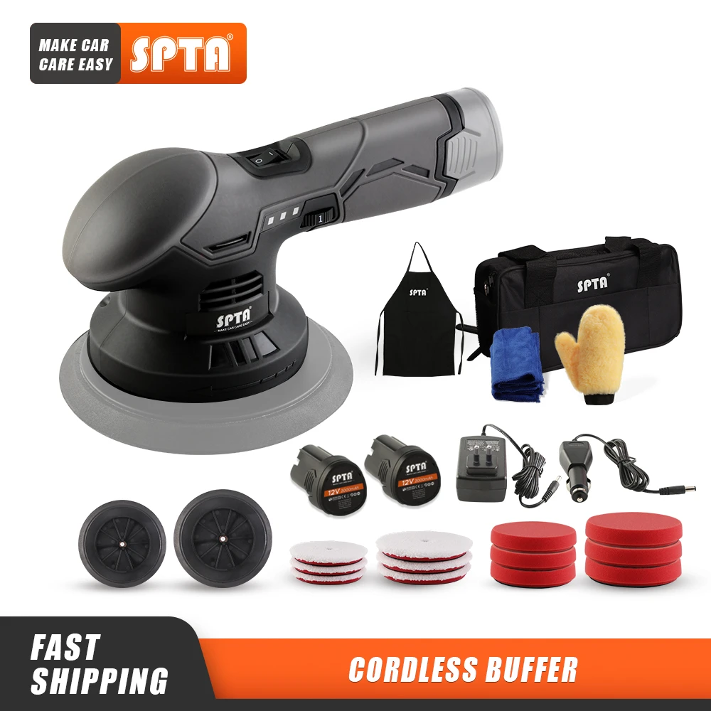 Spta 12v Cordless Polisher Da Buffer With 2 2.0ah Battery Variable ...