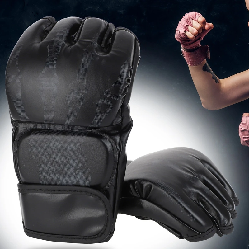 Half Fingers MMA Fighting Gloves Comfortable Easy to Use Durable Sturdy ...