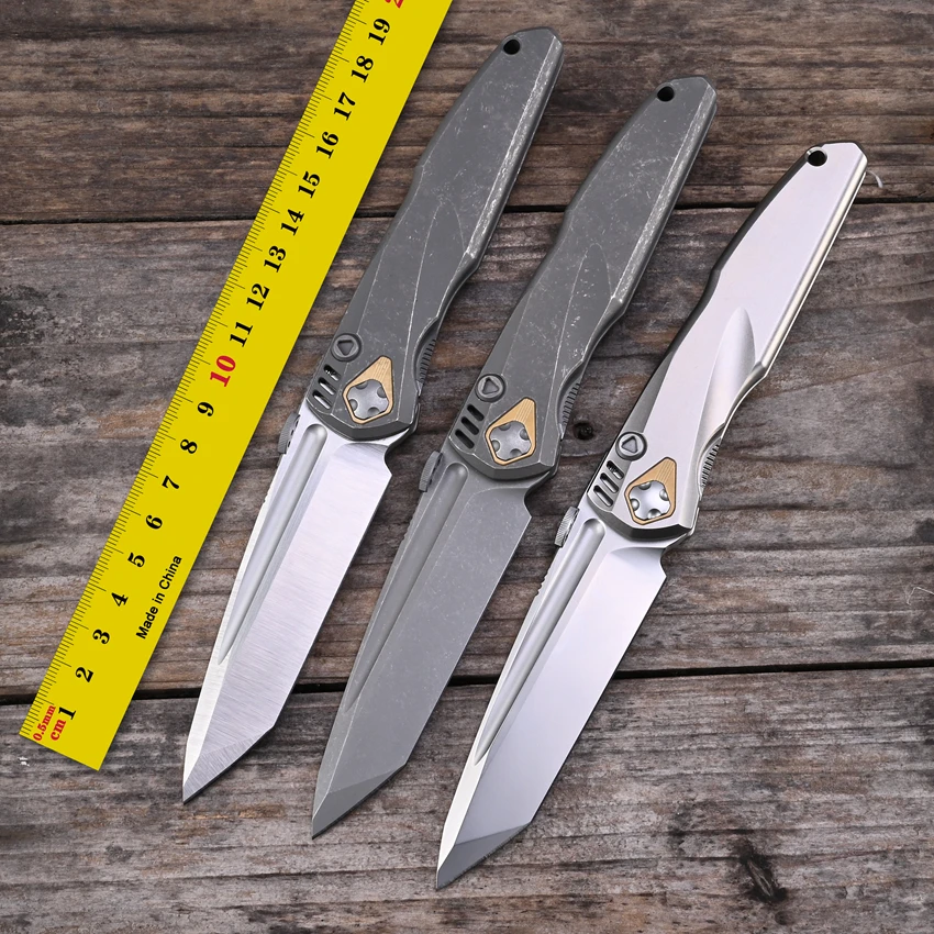 DISTRICT 9 Freedom Folding Knife 20CV Blade Titanium Handle Camping ...