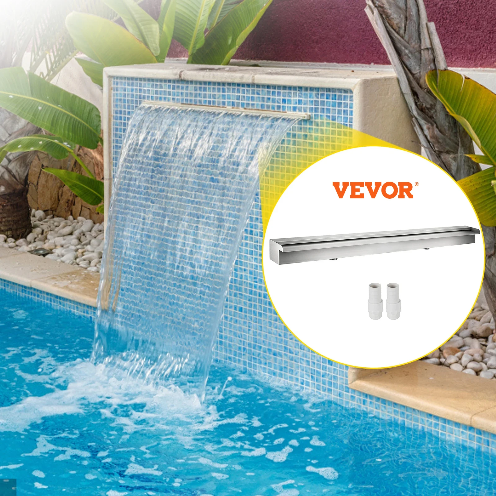 VEVOR-Pool-Fountain-Outdoor-Pools-Waterfall-Spillway-with-Pipe ...