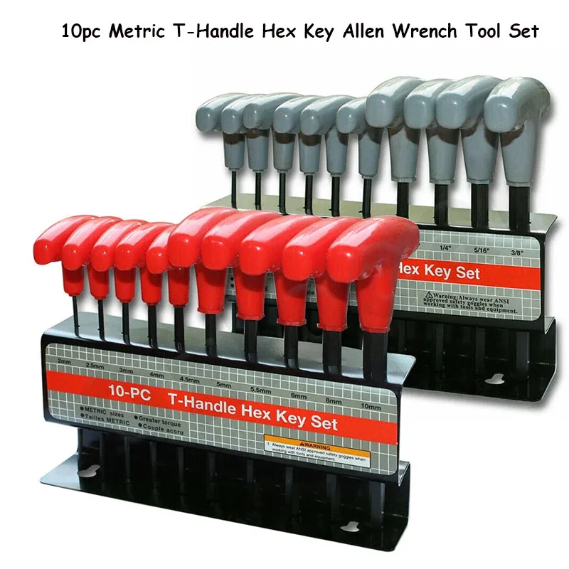 10pc-Metric-Or-Inch-T-Handle-Hex-Key-Allen-Wrench-Tool-Set-Or-Star-T ...