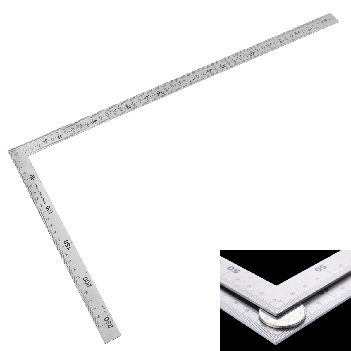 250-x-500mm-Thickness-1mm-Flat-Edge-Square-Ruler-90-Degree-Right-Angle ...