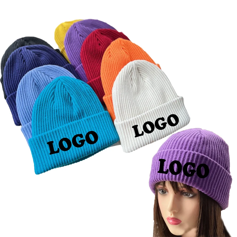 Custom-Knit-Beanies-Autumn-and-Winter-Solid-Elastic-Color-Striped ...