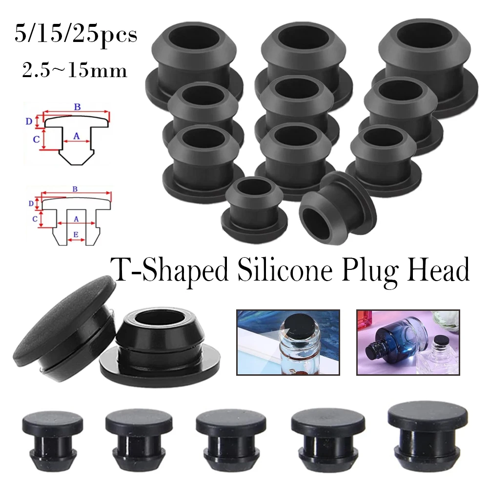 5-25pcs Black Snap-on Silicone Rubber Cap Blanking End Cap Tube Inserts ...