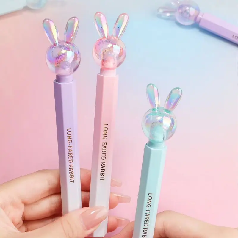 2PCS-Crystal-Rabbit-Pen-Cute-Colorful-Laser-Gel-Pen-Students-Writing ...