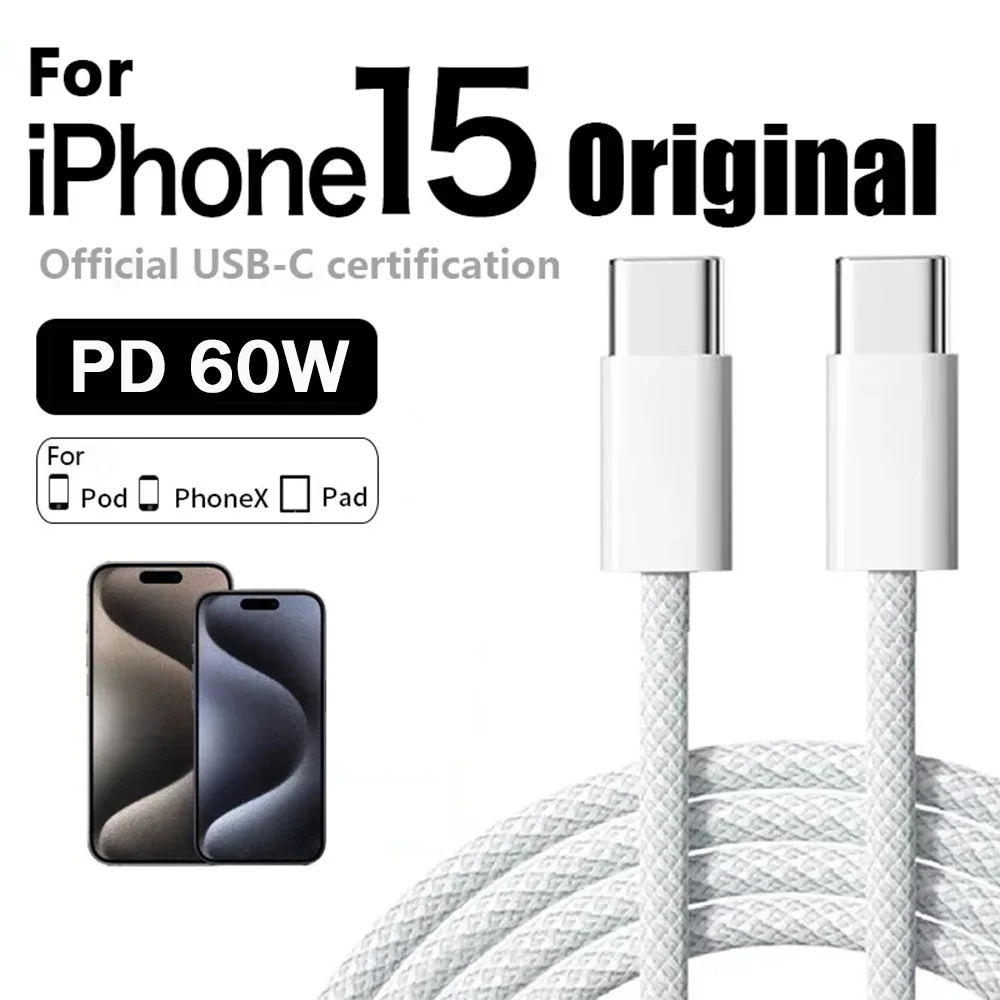 Cargador-r-pido-Original-PD-60W-6A-USB-C-a-tipo-C-Cable-para-Apple ...