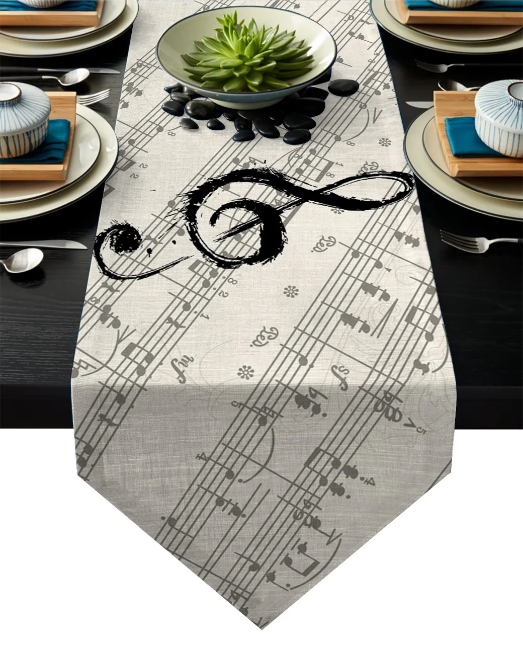 Music, Notes, Sheet Music Table Runners Modern Dining Buffet Kitchen ...