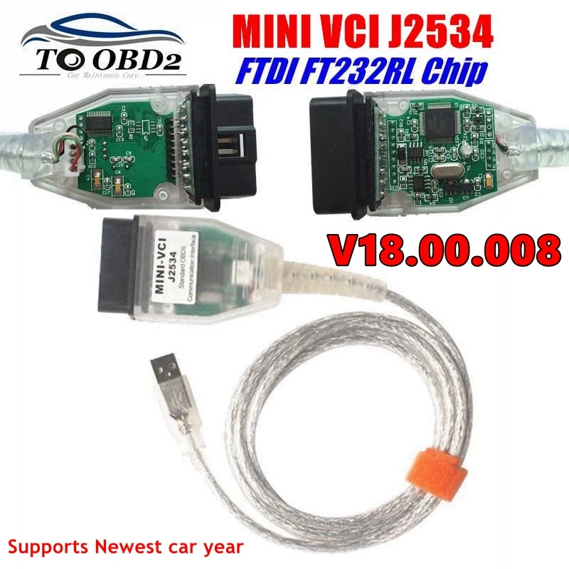 MINI VCI V18.00.008 أحدث يدعم أحدث سنة سيارة FTDI FT232RL RQ رقاقة OBD ...