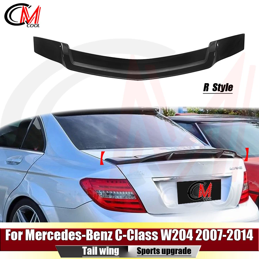 For Mercedes-Benz C-Class W204 2007-2014 R model rear wing gloss black ...