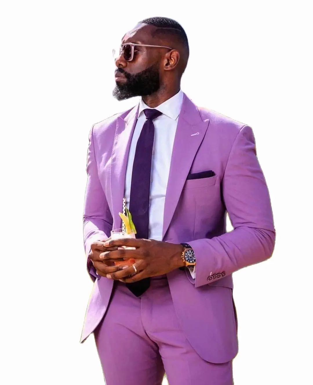 Causal-African-Summer-Purple-Peak-Lapel-Men-Suits-Wedding-Slim-Fit ...