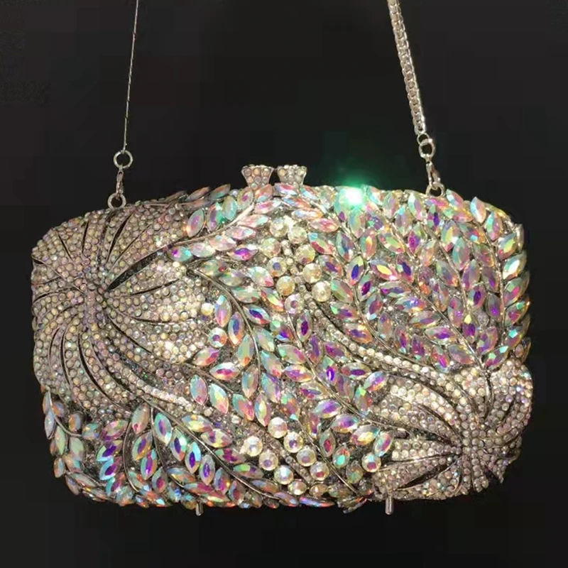 XIYUAN-Pink-Gold-AB-Flower-Colorful-Diamond-Party-Evening-Bag-Women ...