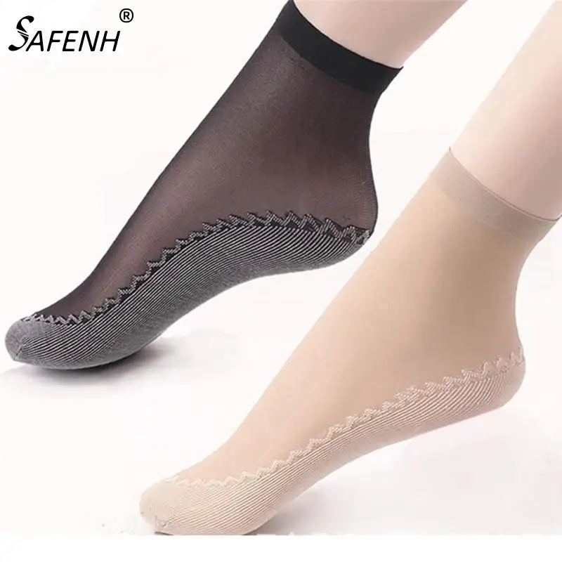 5 Pair Women Socks Summer Sexy Ultrathin Transparent Style Skin Black ...