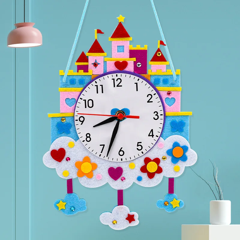 New-Handmade-DIY-Clock-Toys-Arts-Crafts-Hour-Minute-Second-Children ...