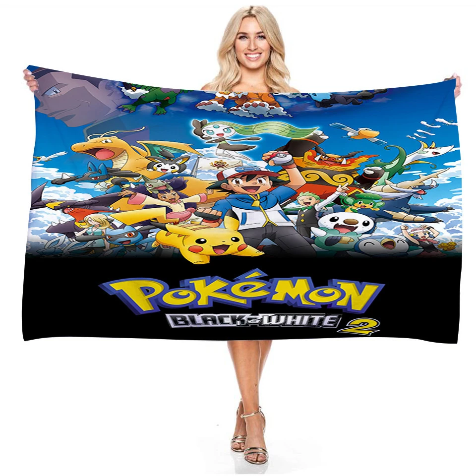 Pokemon Pikachu Towel Microfiber Textile Cartoon Bathrobe Pajamas Gift ...