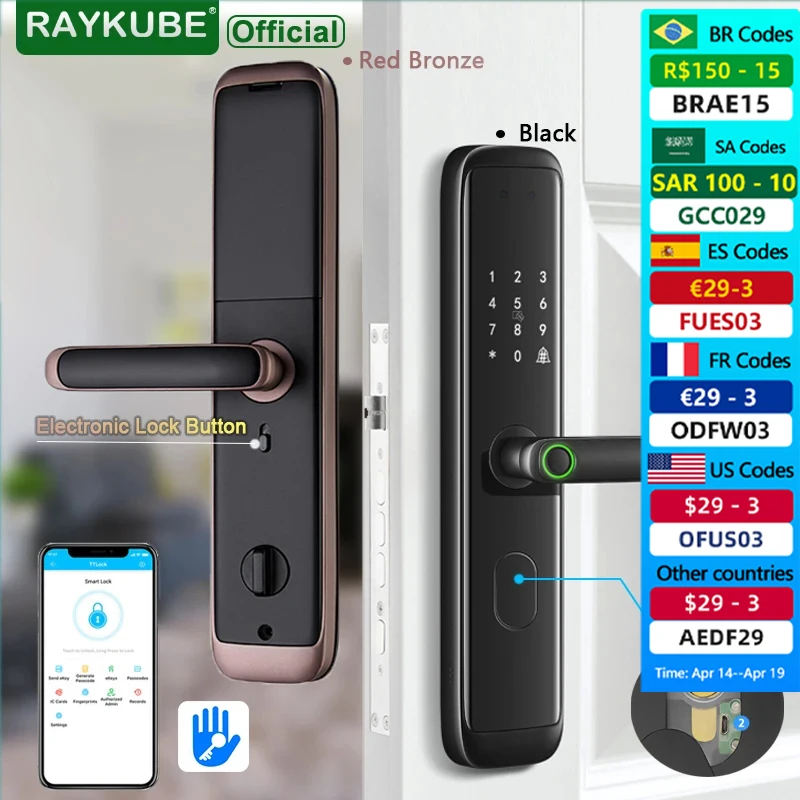 RAYKUBE-Z4-Advanced-TT-Lock-Bluetooth-Electronic-Smart-Door-lock ...
