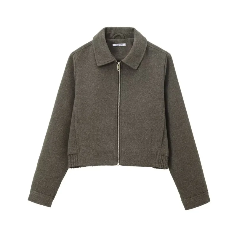 TRAF-Short-Jacket-With-ZIpper-for-Women-Autumn-Casual-Pocket ...