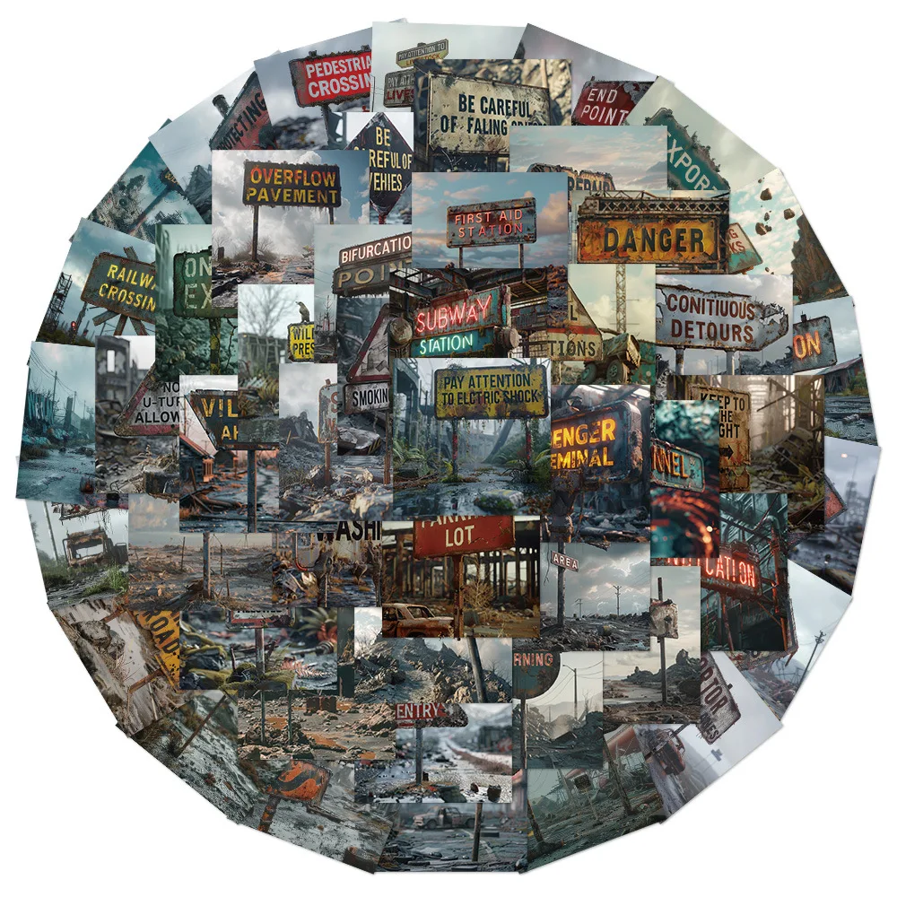 10-30-50PCS-Apocalyptic-Signs-Stickers-Restricted-Area-Sticker-Cartoon ...