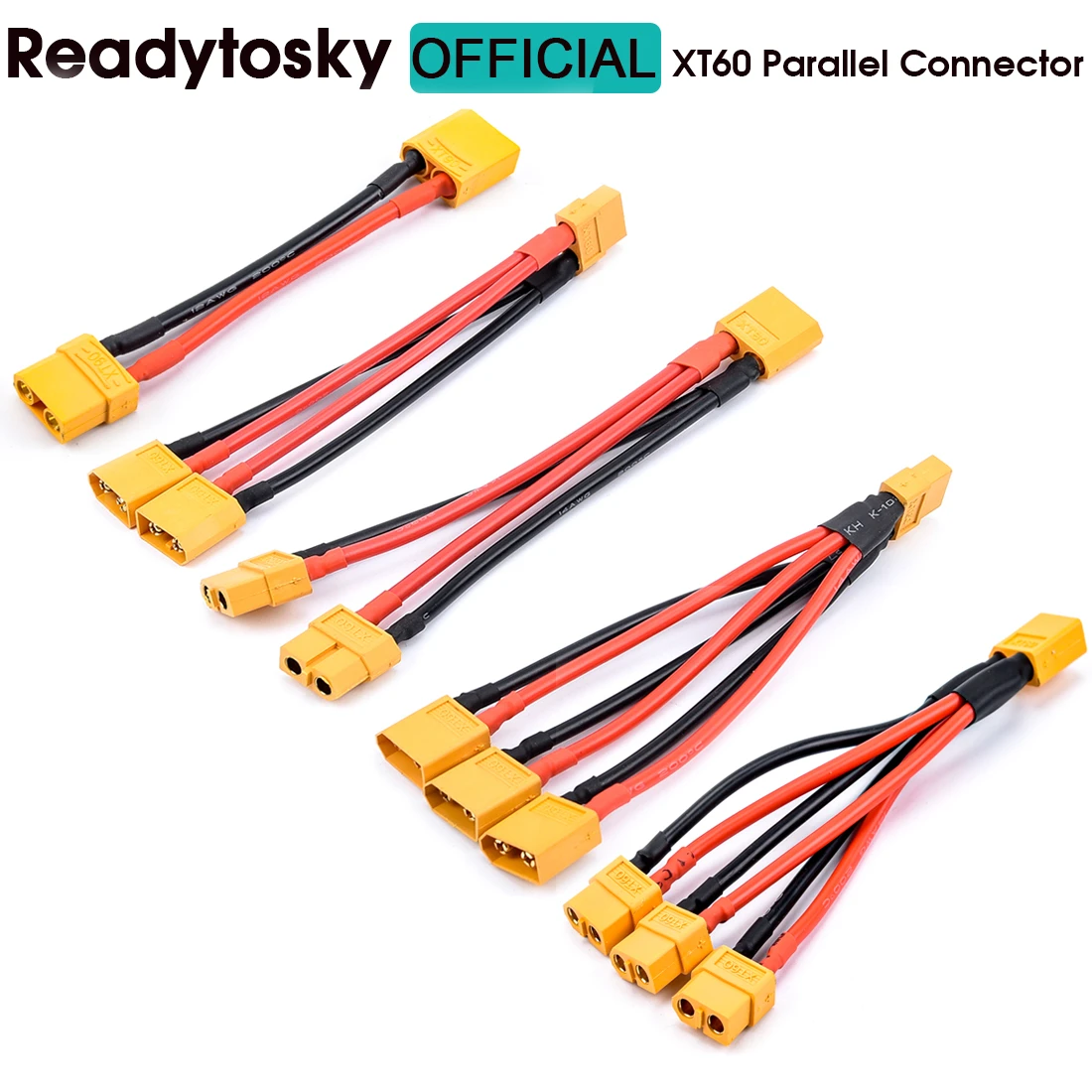 Conector de bateria paralelo xt60 macho/fêmea cabo duplo extensão y divisor/3 vias 14awg fio de ...