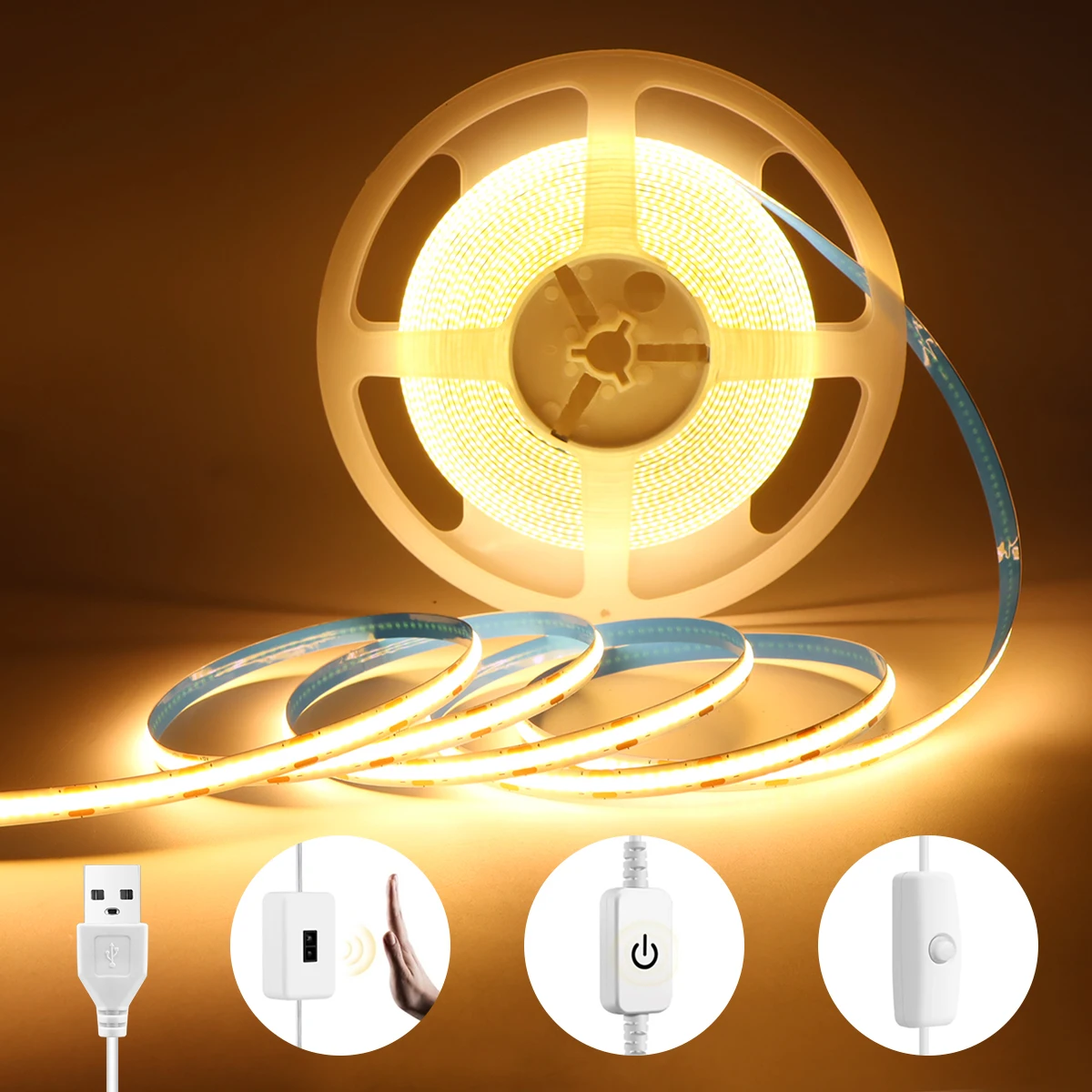 Room-Decoration-USB-DC5V-COB-LED-Strip-Light-320leds-m-with-Hand-Sweep ...