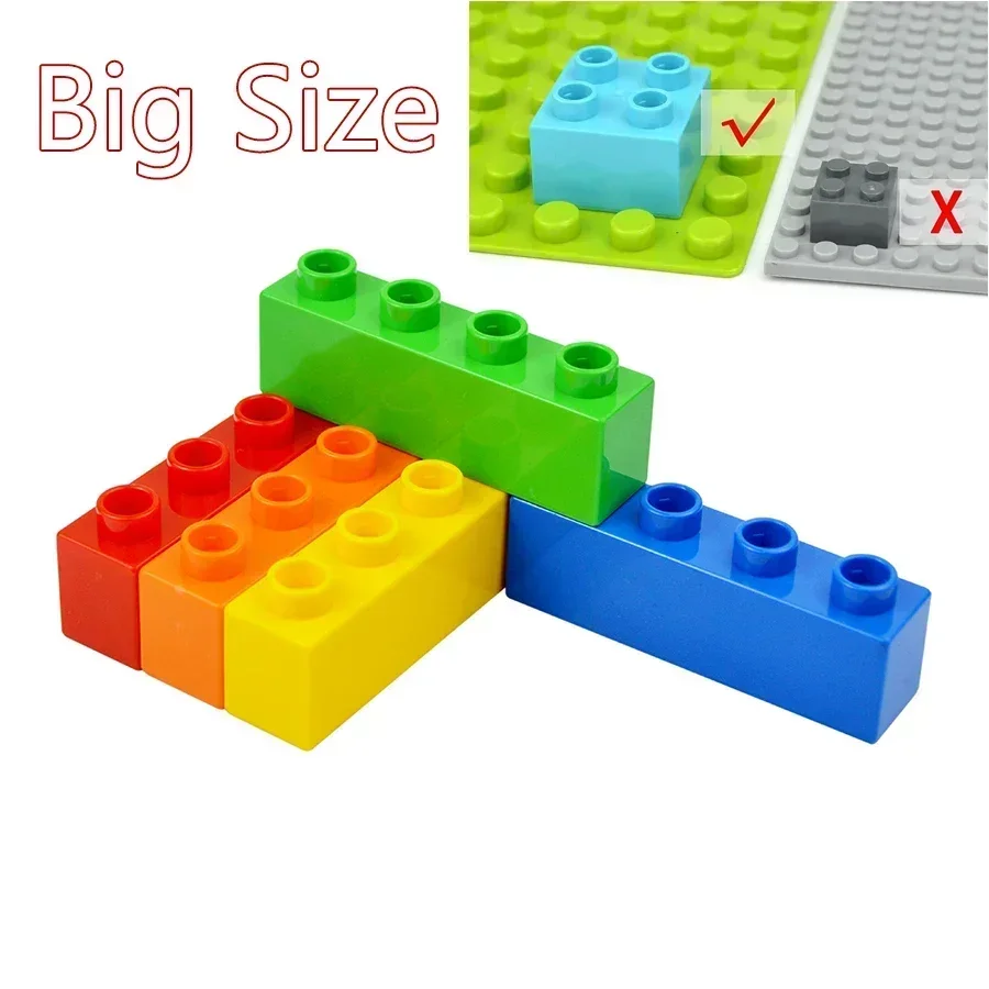 10Pcs-DIY-1x4-Dots-Building-Blocks-Big-Size-Thick-Figures-Bricks ...