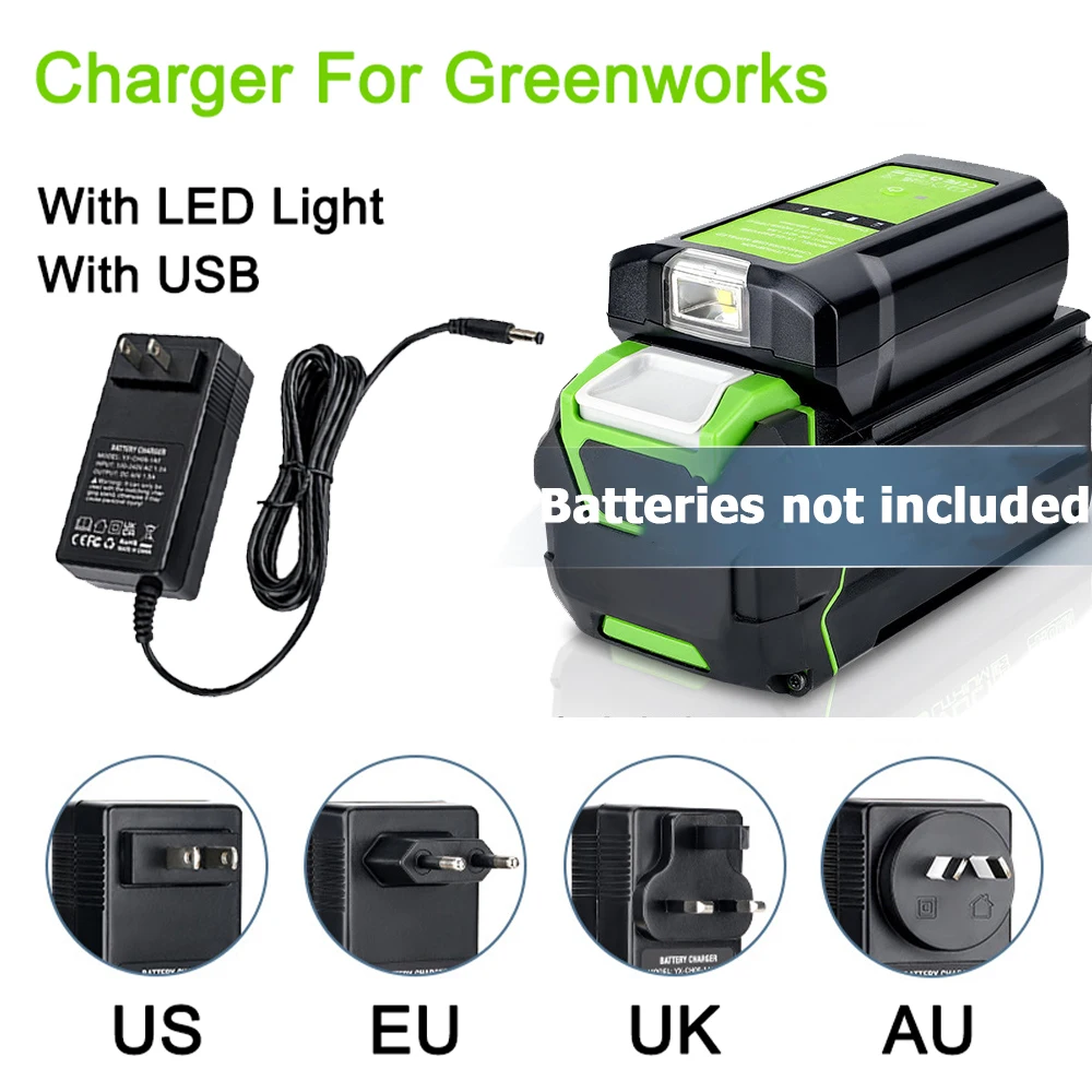 For-GreenWorks-40V-Lithium-ion-Battery-Charger-Adapter-Portable-Power ...