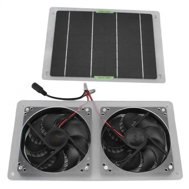 100W 12V Solar Panel Fan Kit Waterproof Portable Dual Exhaust Fan Solar ...