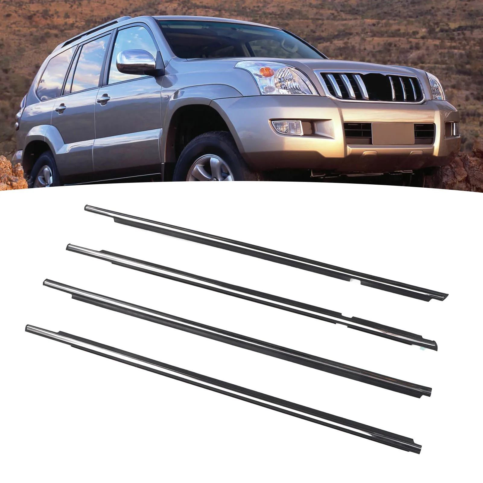 4Pcs Car Door Window Moulding Trim Weatherstrip Belt 75722 60080 for ...