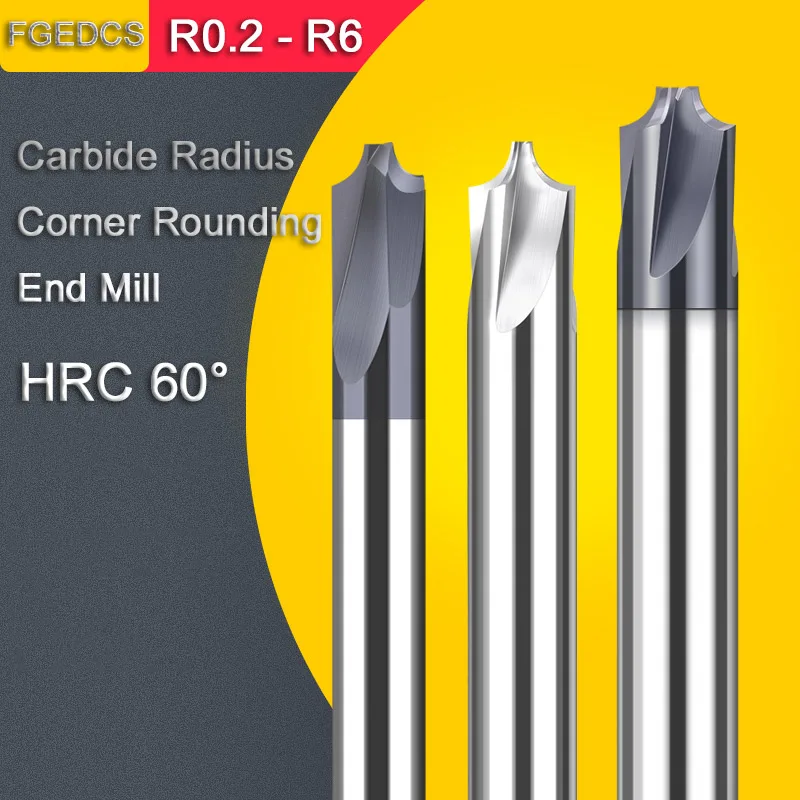 Carbide Radius Corner Rounding Cutter EndMill CNC Tool inner R0.2 R1 R2 ...