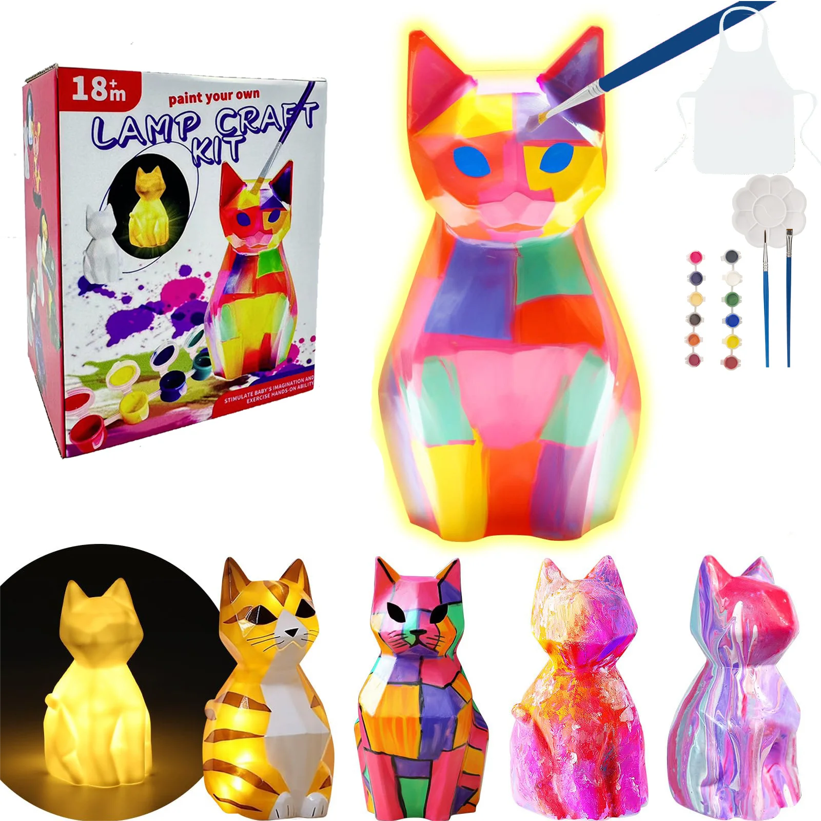 Paint Your Own Cat Lamp Kit DIY Cat Crafts Night Light Painting Set ...