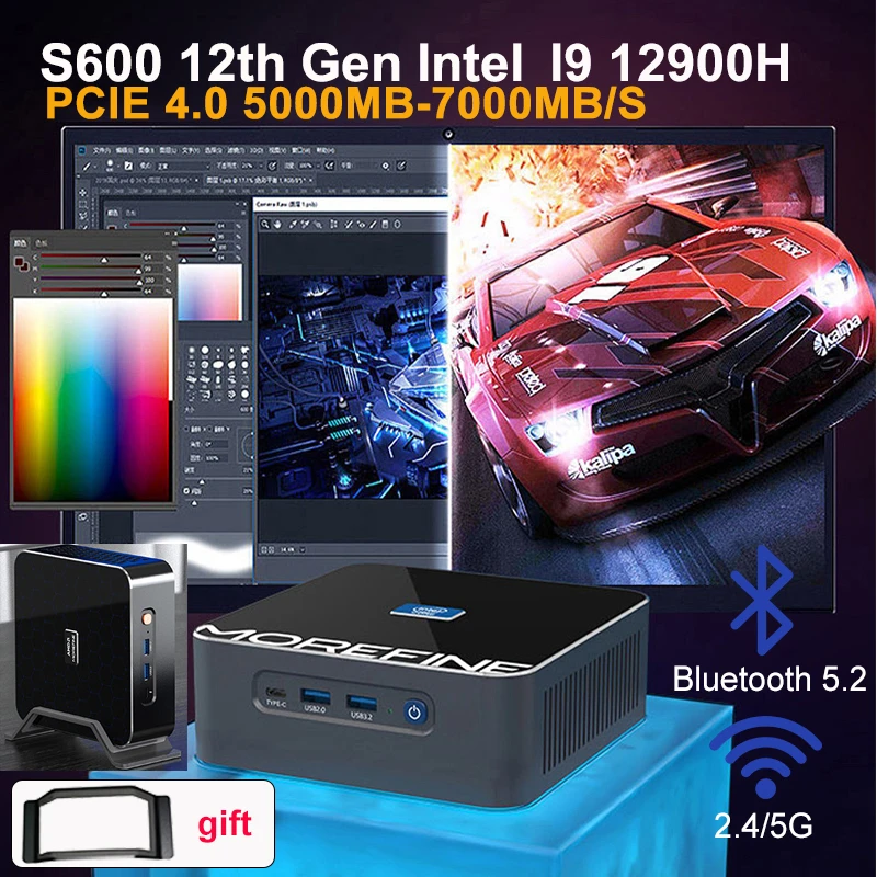 New 12th Gen Gaming Mini Pc S600 Intel I9 12900h I7 1280p 14 Core 20 Thread 2*ddr4 3200mhz 2*lan ...
