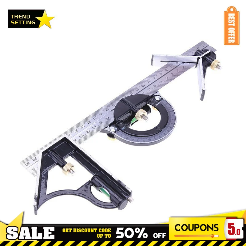 LAMEZIA-3-In-1-300mm-Adjustable-Measuring-Ruler-Multi-Combination ...